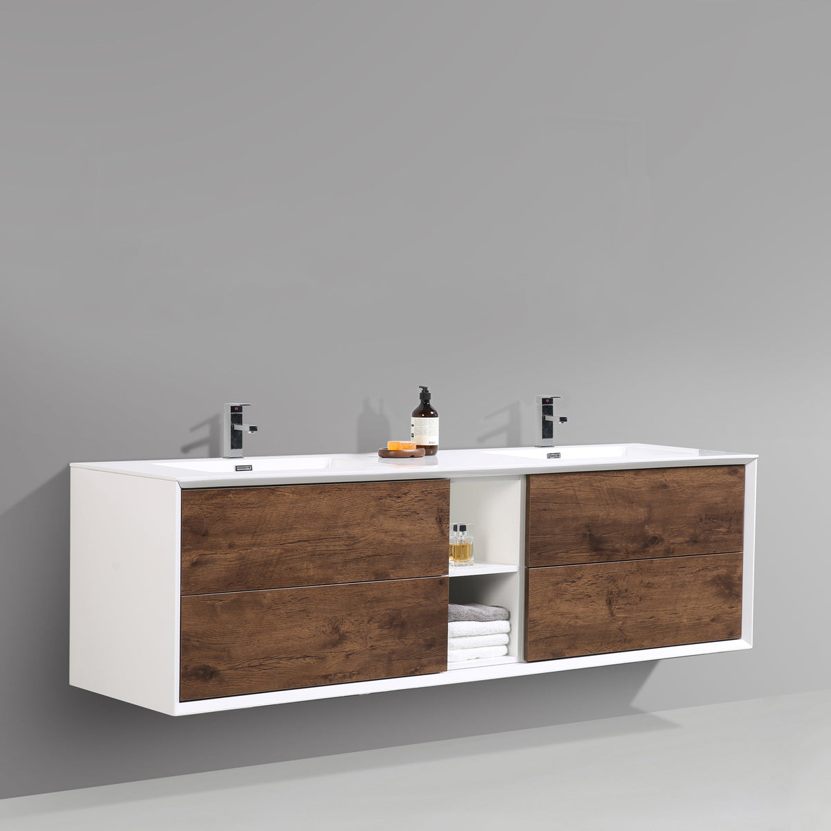 KOLO 0709 Wall Hung 75-inch Bathroom Vanity in Rose Wood Finish – KOLO ...