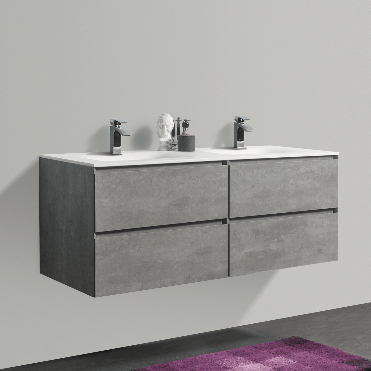KOLO 0820 Wall Hung 52-inch Bathroom Vanity in Stone Gray Finish – KOLO ...